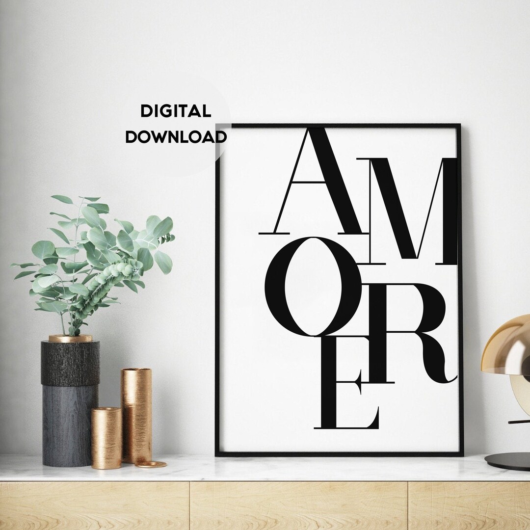 Amore Print, Love Poster, Scandinavian Print, Nursery Decor, Quote ...