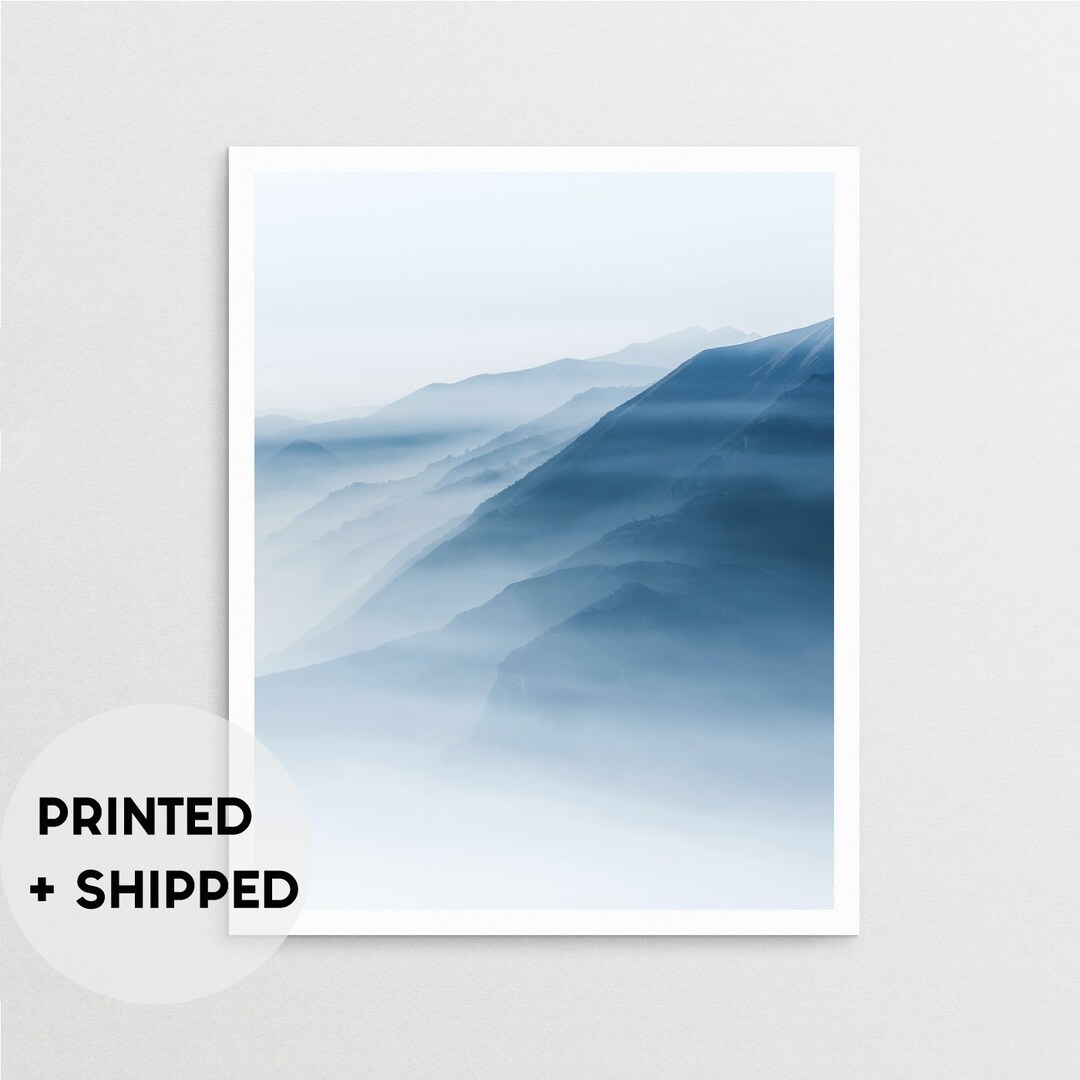 Blue Mountain Print Foggy Mountain Print Mountain Wall Art - Etsy