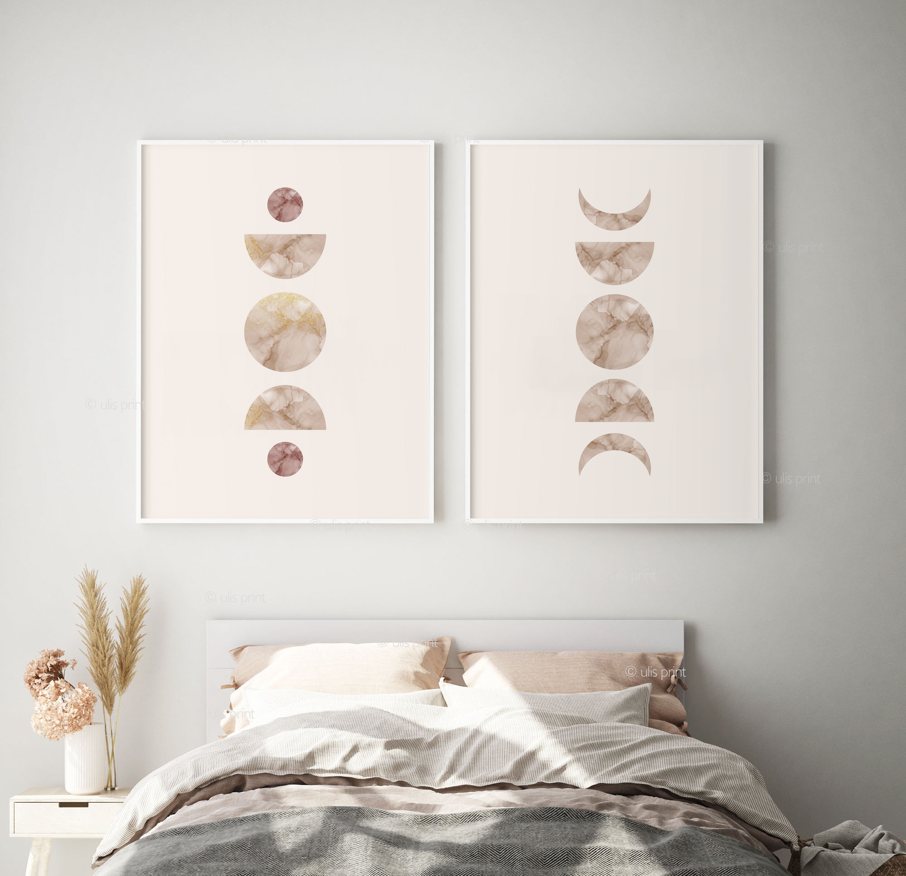 Moon Phases Boho Mystical Print Celestial Wall Art Boho - Etsy
