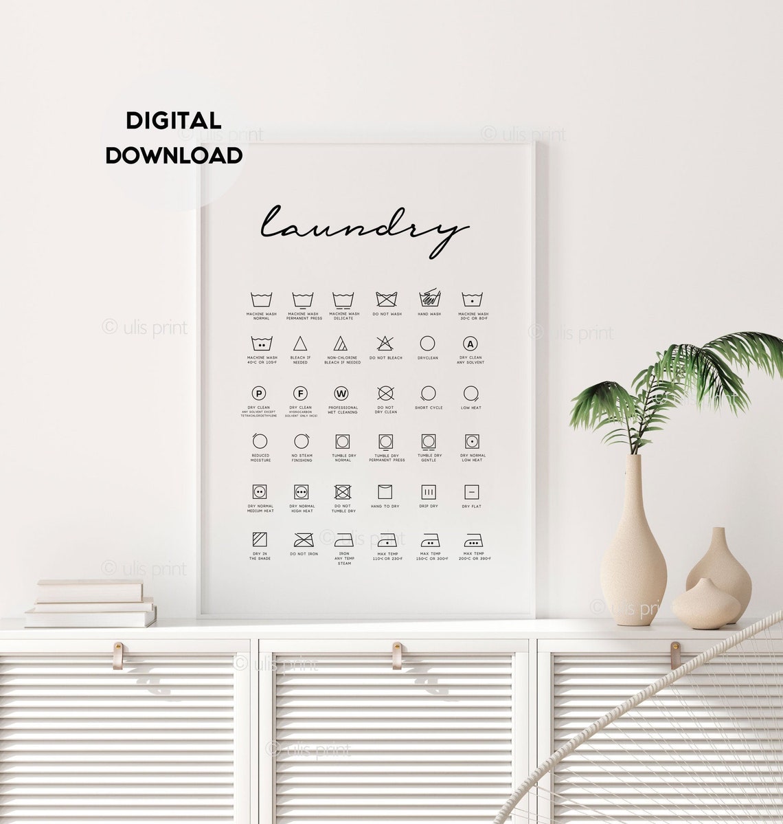 Laundry Room Print Laundry Symbols Laundry Sign Decor - Etsy