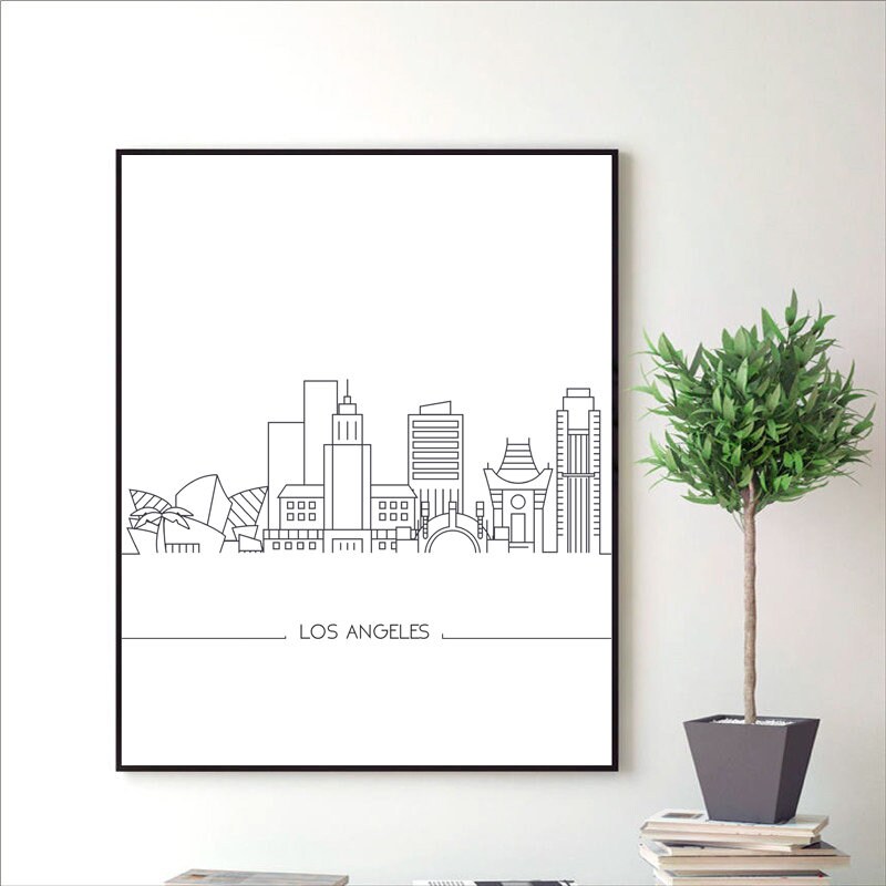 Los Angeles Line Art Print Los Angeles Skyline Poster | Etsy