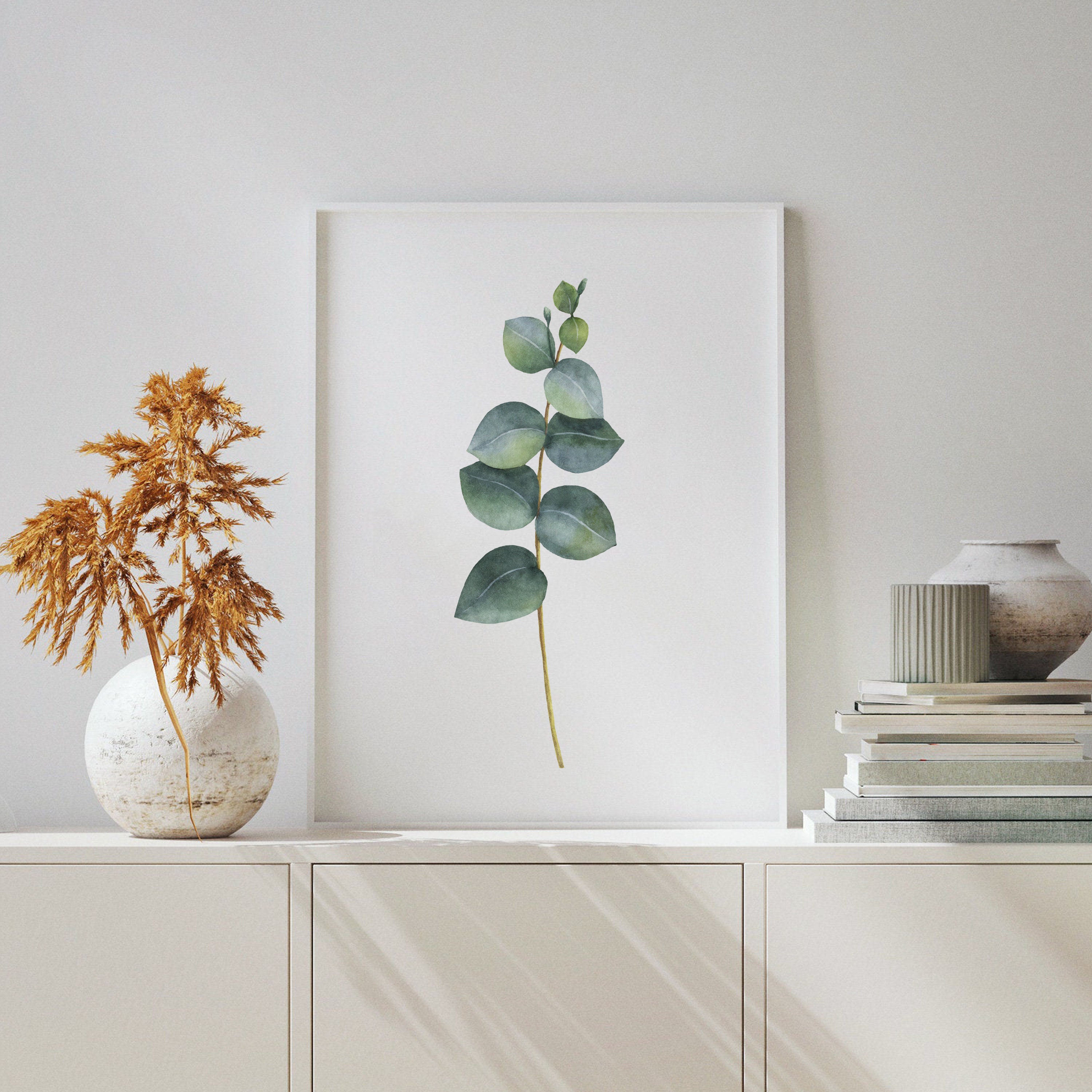 Eucalyptus Poster Watercolor Botanical Wall Art Green Leaf - Etsy