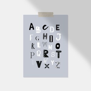 Alphabet Poster, ABC Wall Art, Nursery Room Decor, Girls Room Poster ...