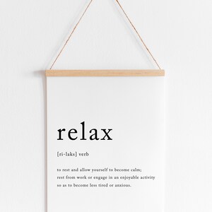 Relax Definition Print, Ioga Print, Office Decor, Bedroom Print ...