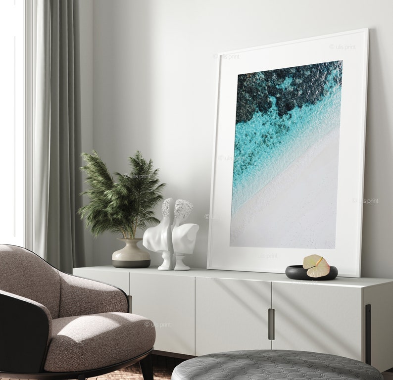 Ocean Poster Beach Print Blue Ocean Island Art Coastal | Etsy