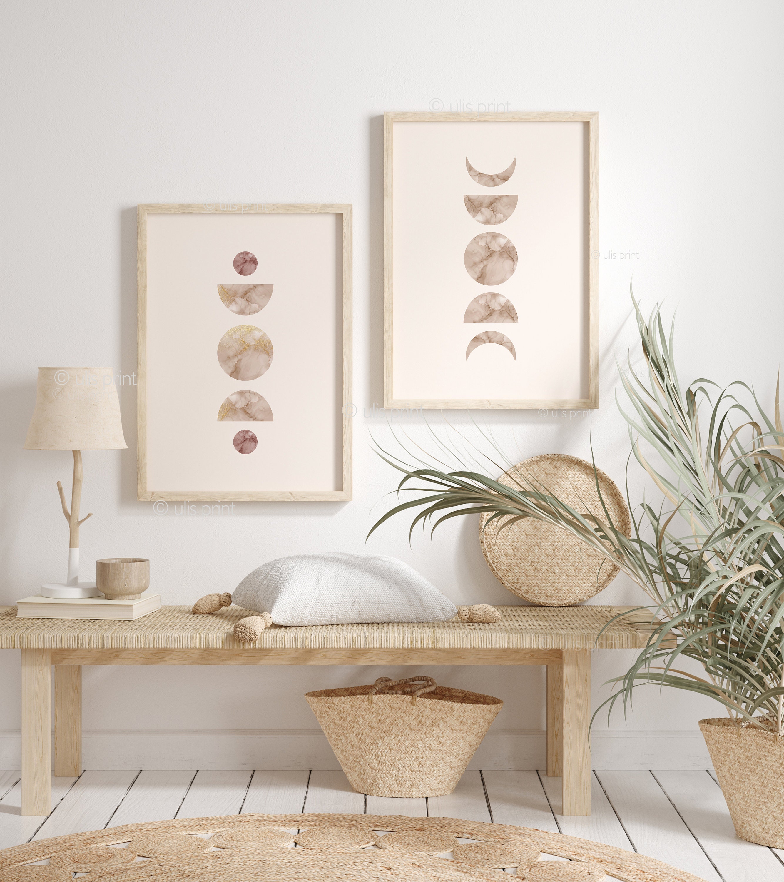 Moon Phases Boho Mystical Print Celestial Wall Art Boho - Etsy