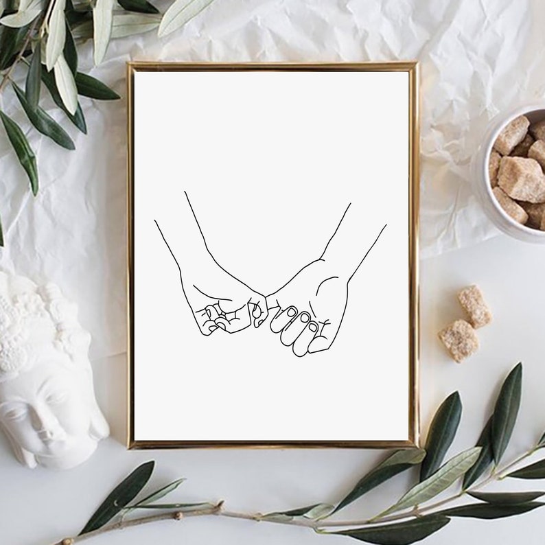 Pinky Swear Print Couple Holding Hands Poster Line Art - Etsy