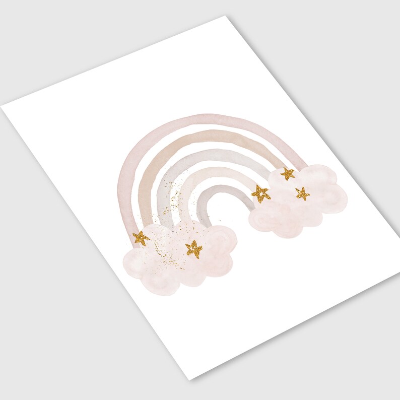 Watercolour Rainbow Print Nursery Room Decor Girls Room - Etsy