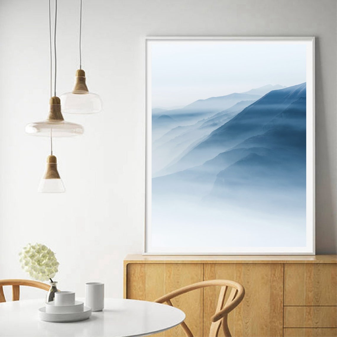 Blue Mountain Print Foggy Mountain Print Mountain Wall Art | Etsy