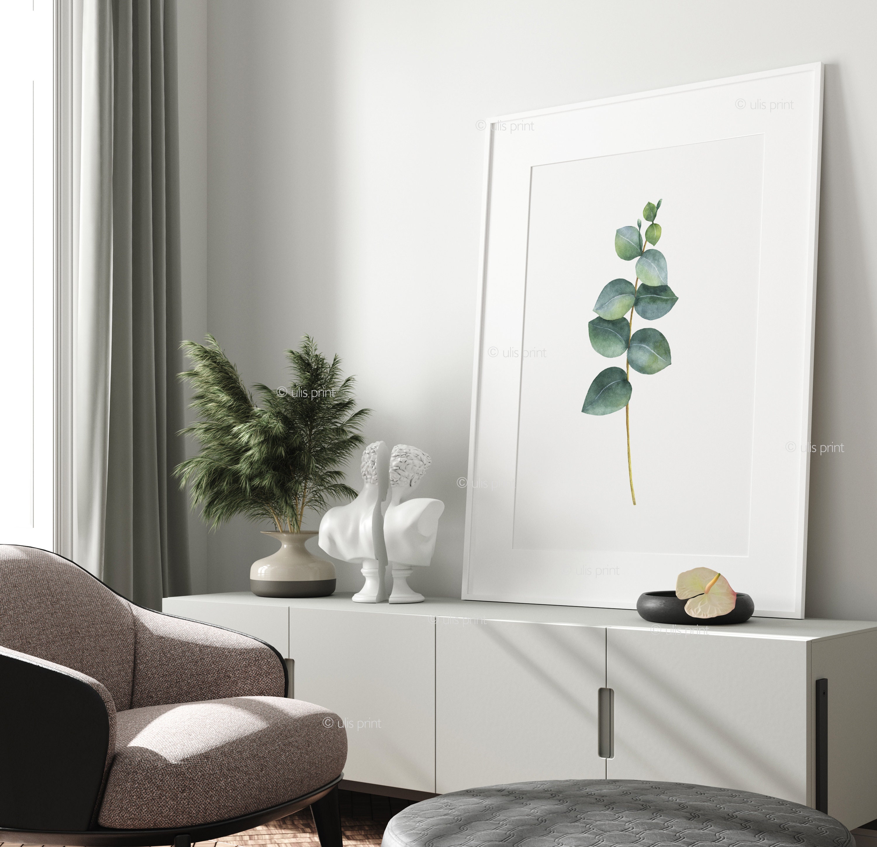 Eucalyptus Poster Watercolor Botanical Wall Art Green Leaf - Etsy