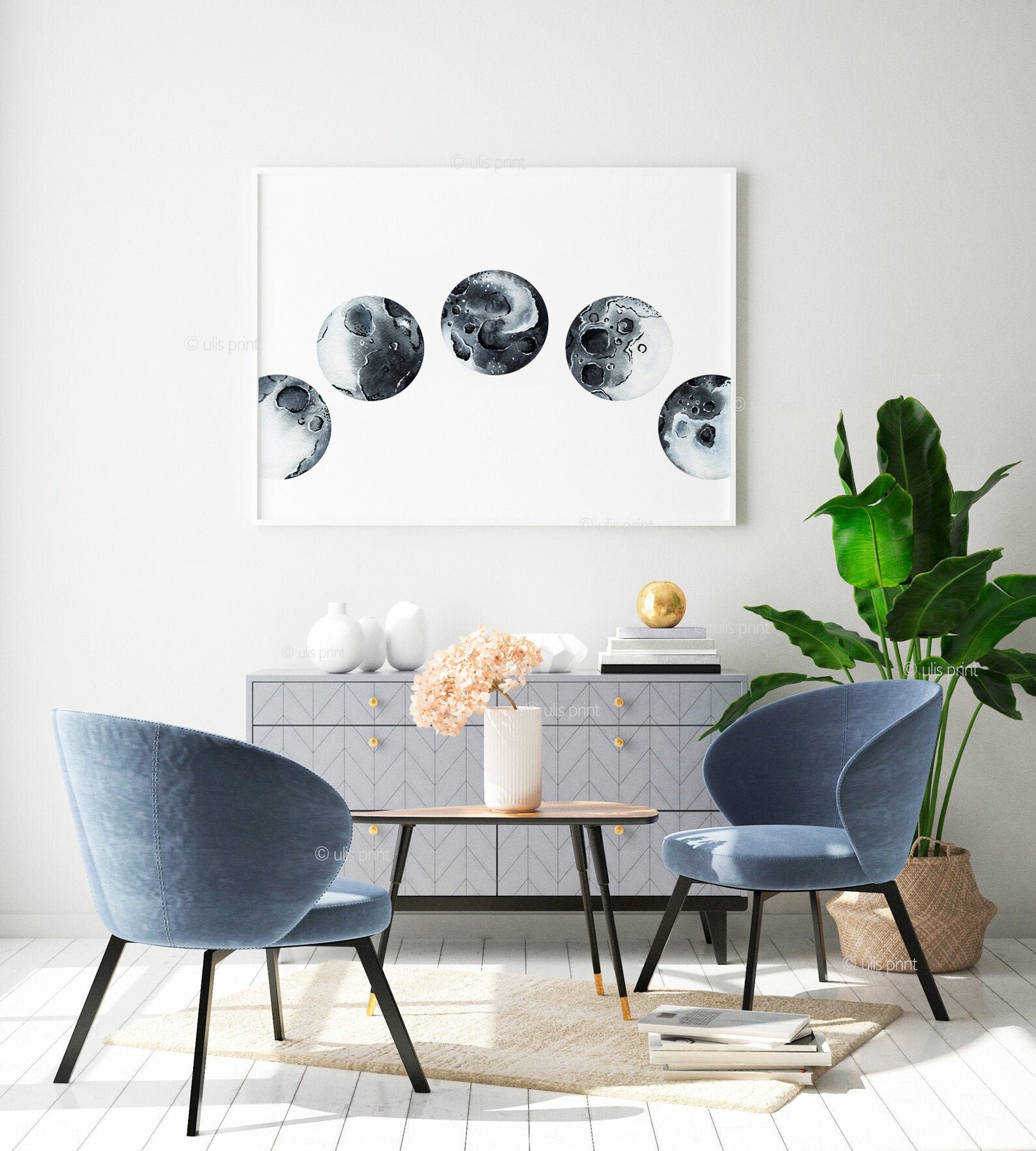 Horizontal Moon Phases Print Moon Print Full Moon Poster - Etsy