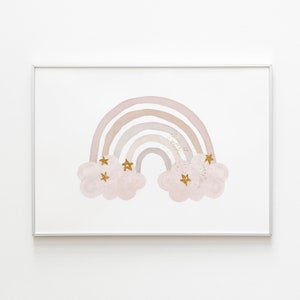 Watercolour Rainbow Print, Nursery Room Decor, Girls Room Poster ...