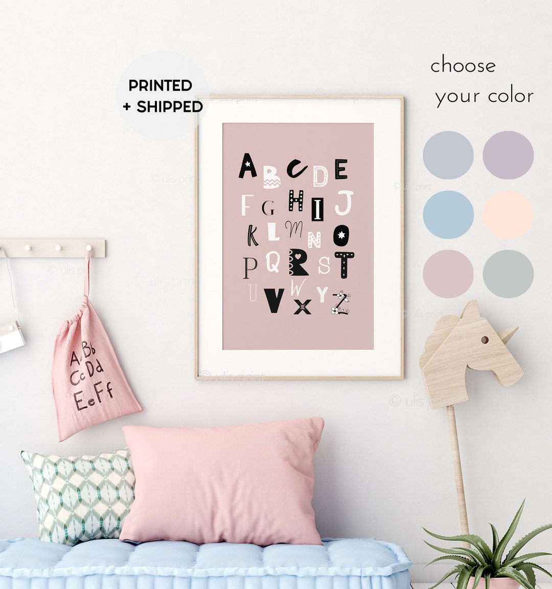 Alphabet Poster, ABC Wall Art, Nursery Room Decor, Girls Room Poster ...