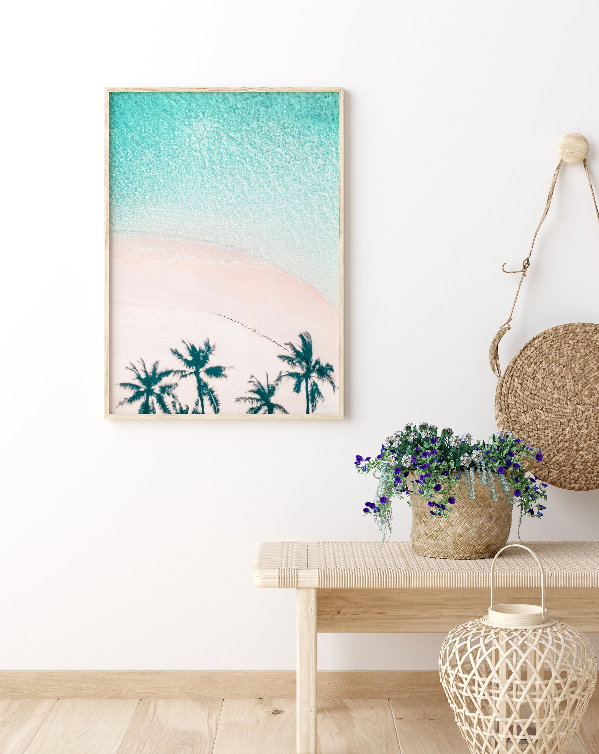 Beach Print Ocean Poster Palm Tree Print Blue Ocean Island - Etsy