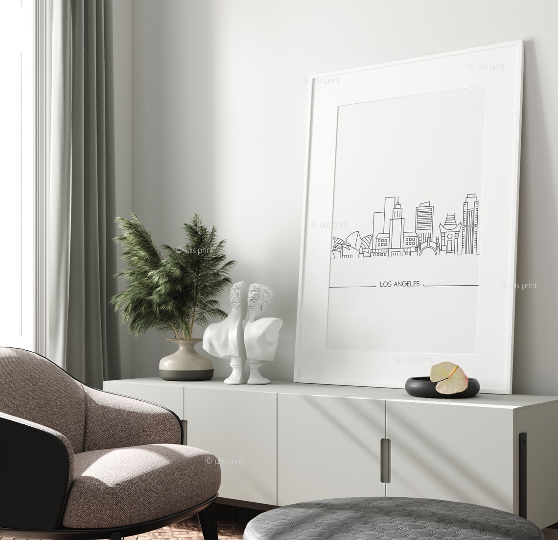 Los Angeles Line Art Print Los Angeles Skyline Poster - Etsy
