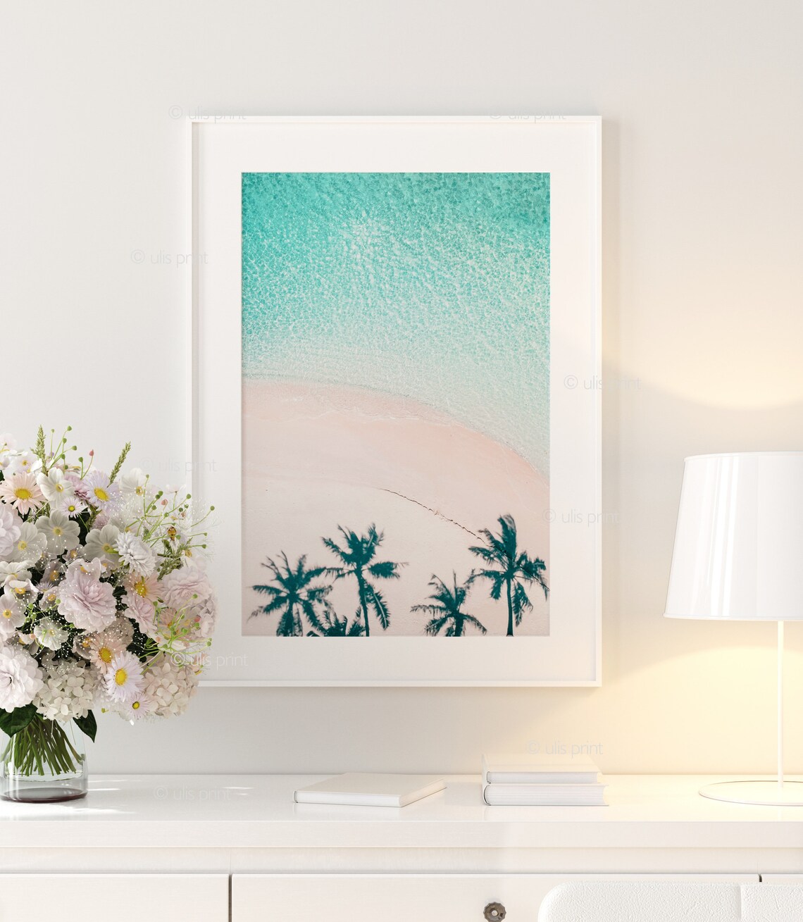 Beach Print Ocean Poster Palm Tree Print Blue Ocean Island - Etsy