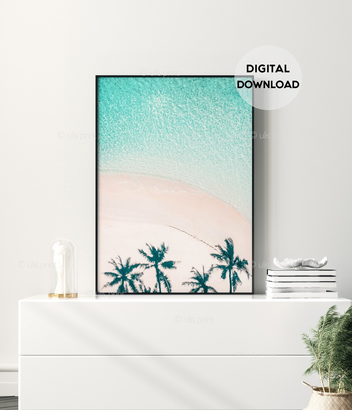 Beach Print Ocean Poster Palm Tree Print Blue Ocean Island - Etsy