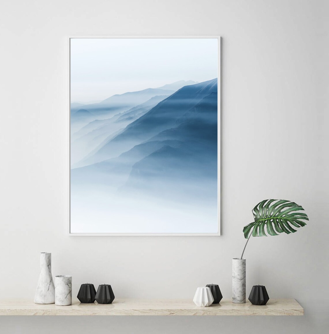 Blue Mountain Print Foggy Mountain Print Mountain Wall Art | Etsy