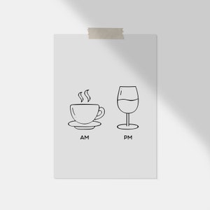 AM PM Poster Coffee Poster Coffee Art Kitchen Printcoffee - Etsy