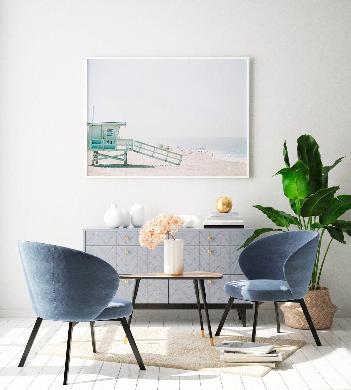 Lifeguard Tower Beach Print Ocean Wall Art Beach Poster | Etsy