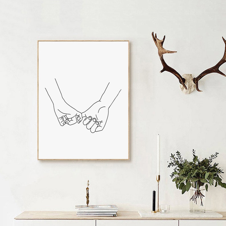 Pinky Swear Print Couple Holding Hands Poster Line Art - Etsy