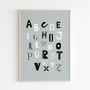 Alphabet Poster, ABC Wall Art, Nursery Room Decor, Girls Room Poster ...