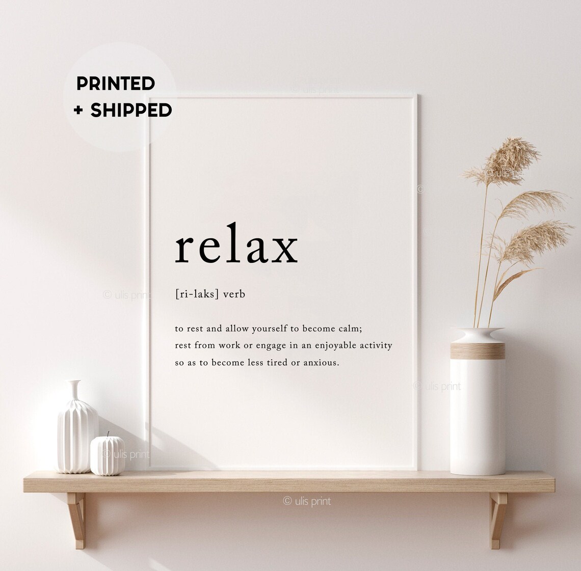Relax Definition Print Ioga Print Office Decor Bedroom | Etsy