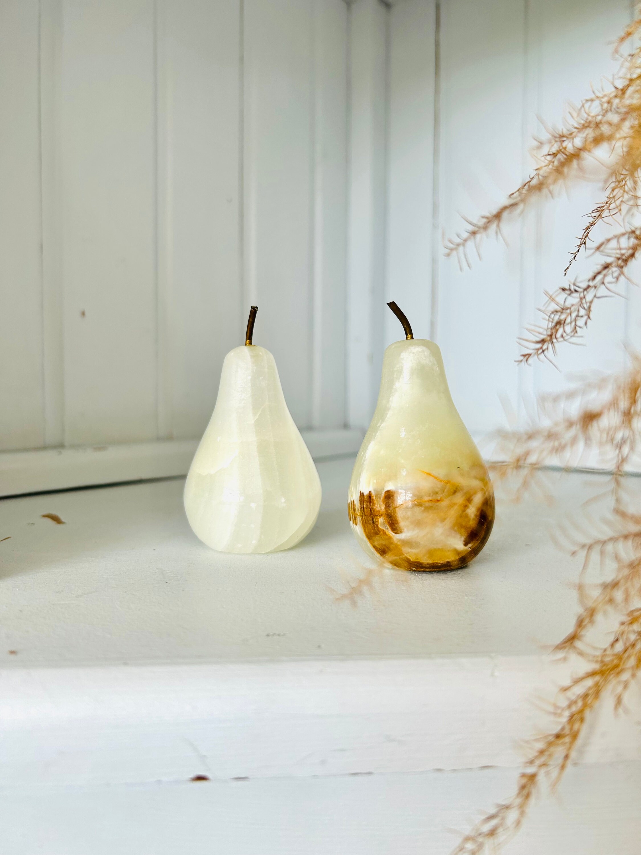 Set of Rainbow and White Onyx Fruit Pears Vintage Carved - Etsy