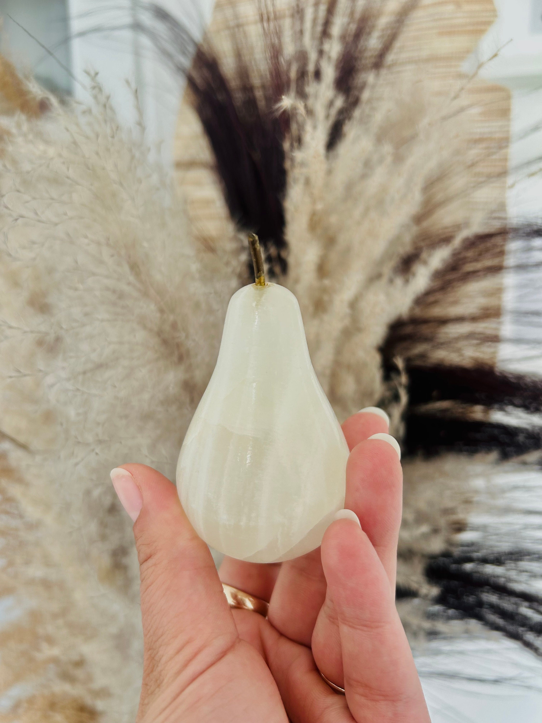 Set of Rainbow and White Onyx Fruit Pears Vintage Carved - Etsy