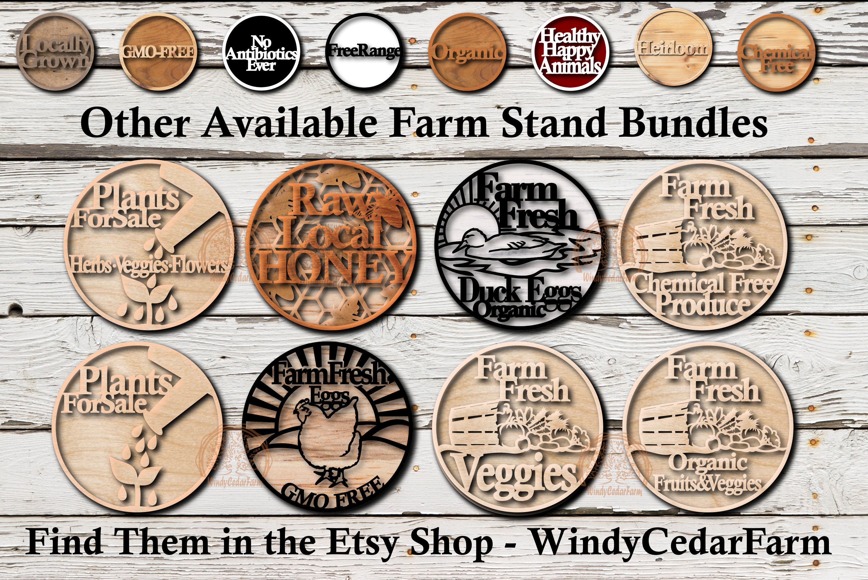 8 SVG Bundle Farm Stand Plants Herbs Veggies Flowers Sign Glowforge ...