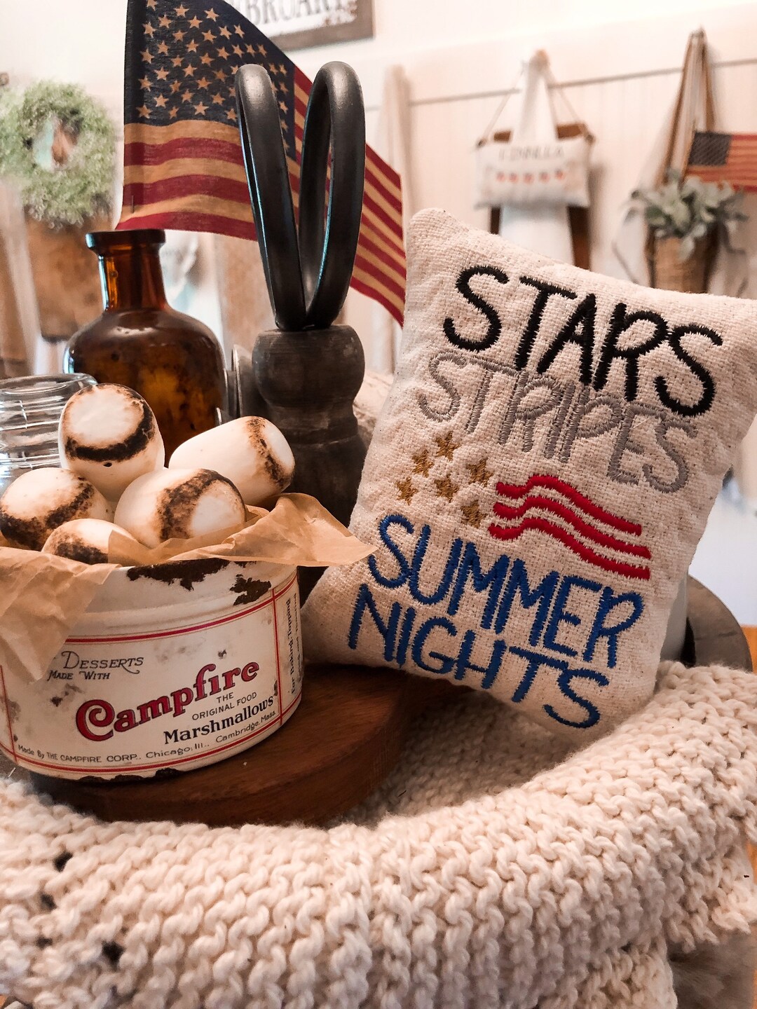 Patriotic Tiered Tray Americana Kitchen Decor Farmhouse Inspired ...