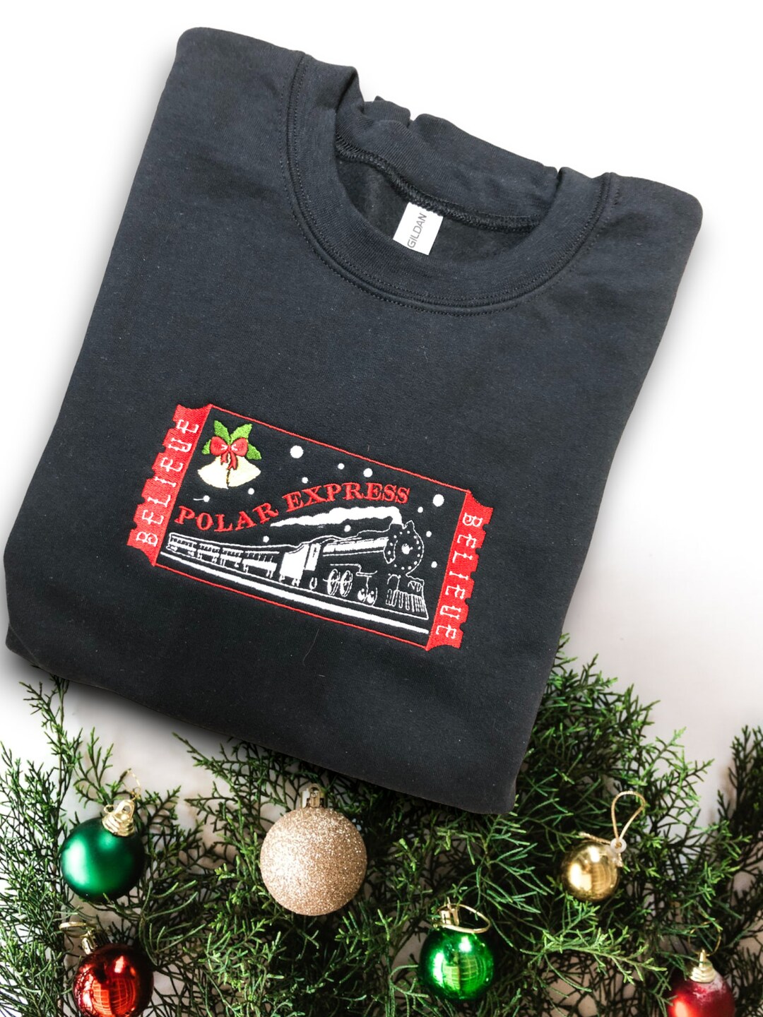 Polar Express Christmas Crewneck Embroidered Sweatshirt - Etsy