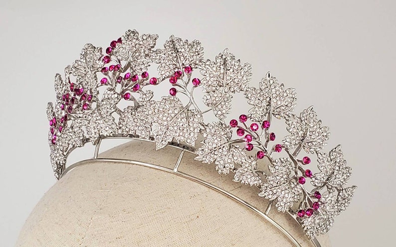 Floral Danish Ruby Parure Bridal Royal Tiara Replica Silver - Etsy