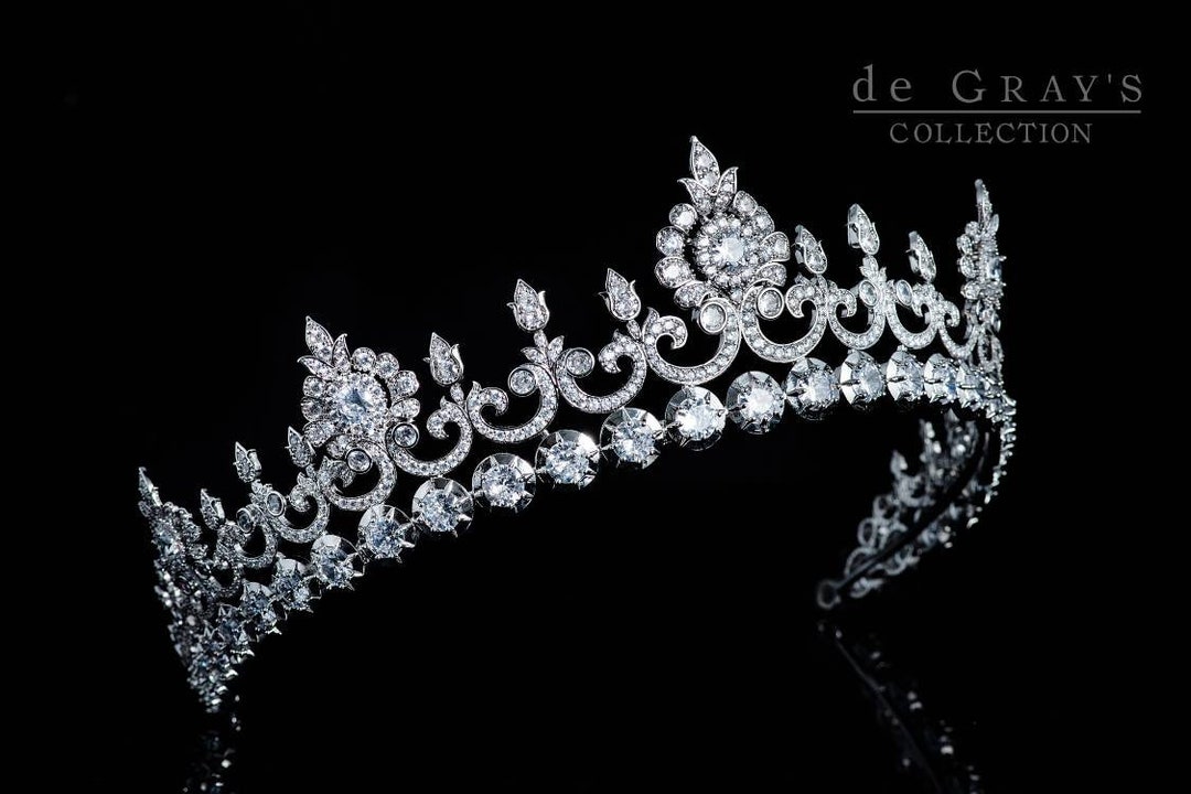 Petite Regal Anglesley Tiara – Elegant Silver Wedding Crown / Historic ...