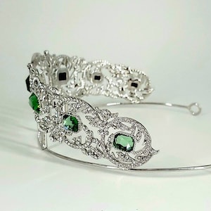 The Habsburg Peridot Tiara Royal Replica Silver Bridal Tiara / Crystal ...