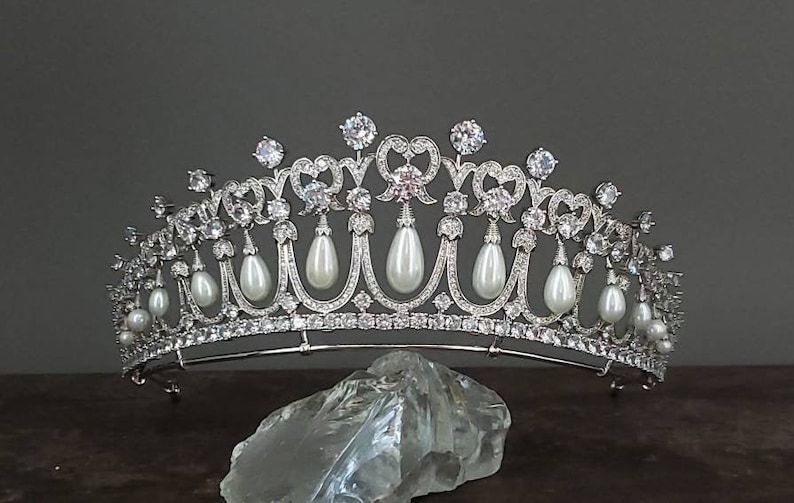 Bridal Tiara Lover's Knot Royal Pearl Tiararoyal Tiara | Etsy