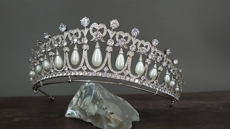 Bridal Tiara Lover's Knot Royal Pearl Tiararoyal Tiara | Etsy