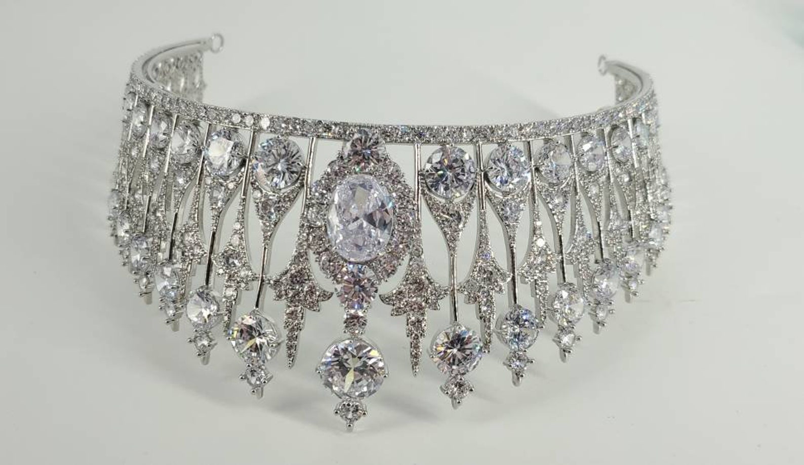Swarovski Crystal Bridal Tiara, Large Royal Tiara, Dutch Sapphire and ...