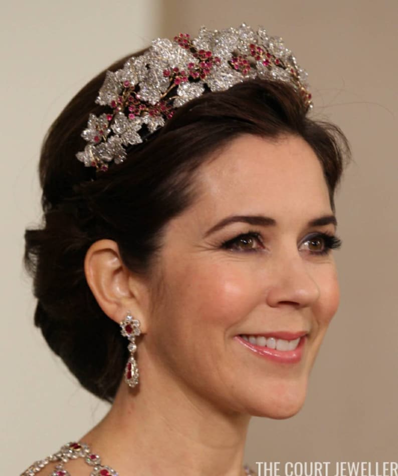 Tiara Floral Danish Royal Ruby Parure Tiara Replica berries - Etsy