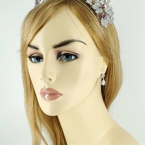 Floral Danish Ruby Parure Bridal Royal Tiara Replica – Silver Leaves ...