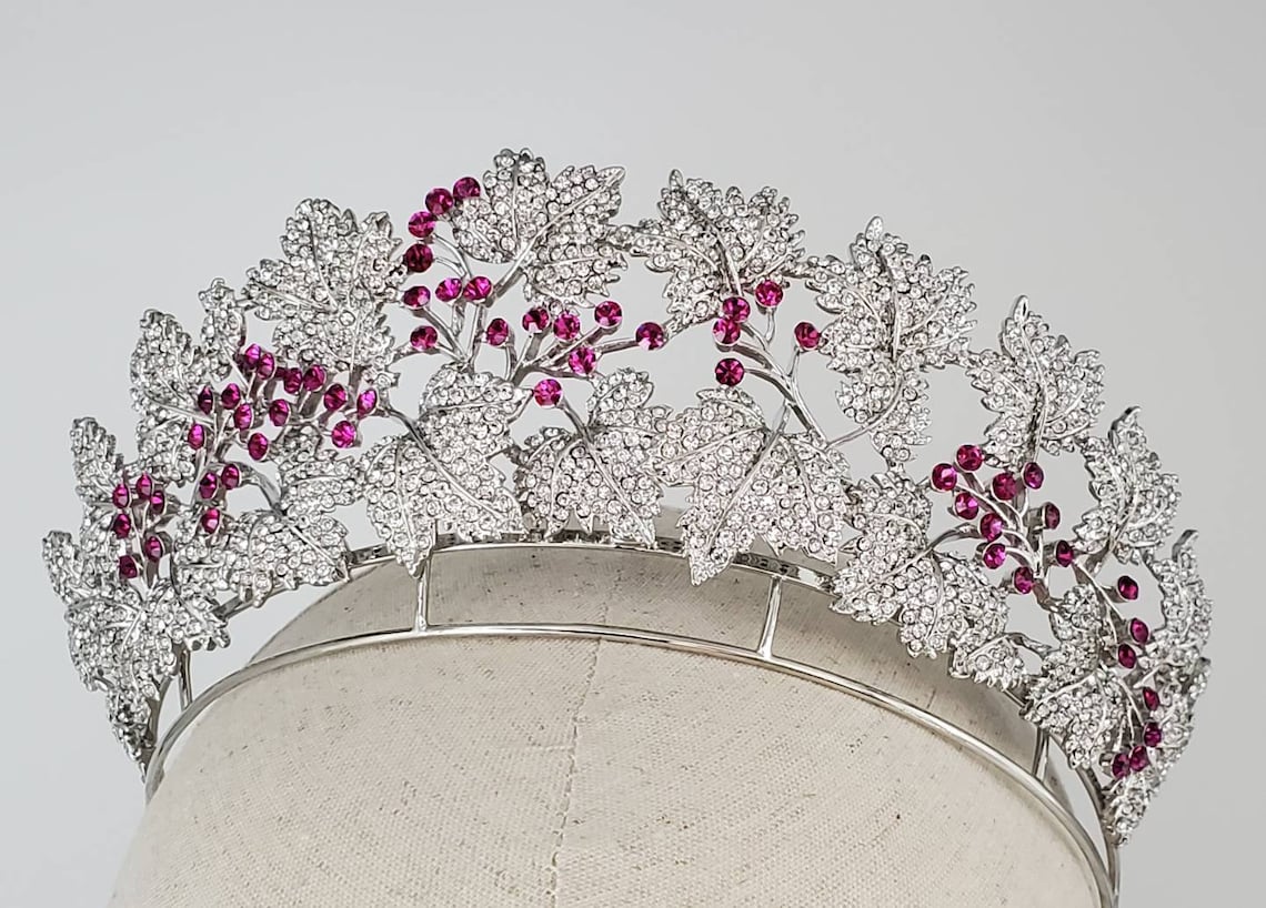 Floral Danish Ruby Parure Bridal Royal Tiara Replica Silver - Etsy
