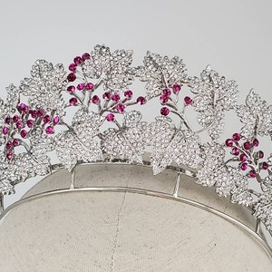 Floral Danish Ruby Parure Bridal Royal Tiara Replica – Silver Leaves ...