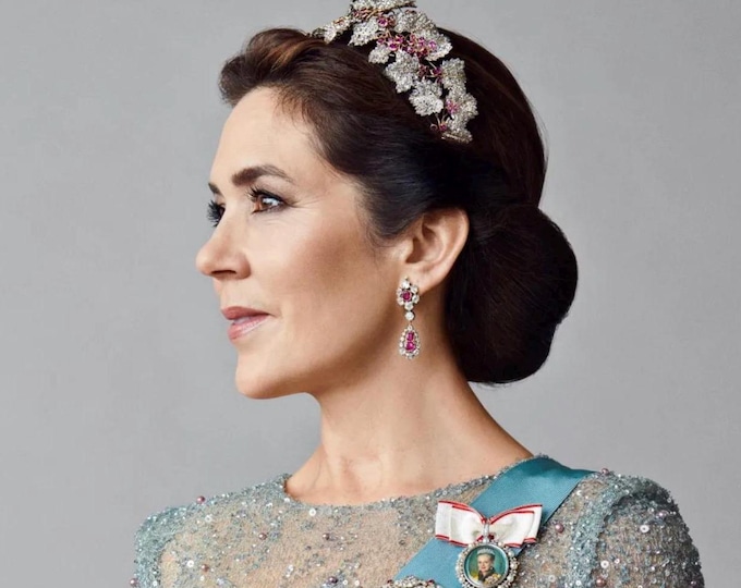 Tiara, Floral Danish Royal Ruby Parure Tiara Replica – Queen Mary of ...