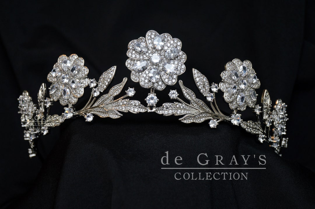 Full Size Strathmore Rose Tiara, Swarovski Crystal Tiara, Princess Kate ...