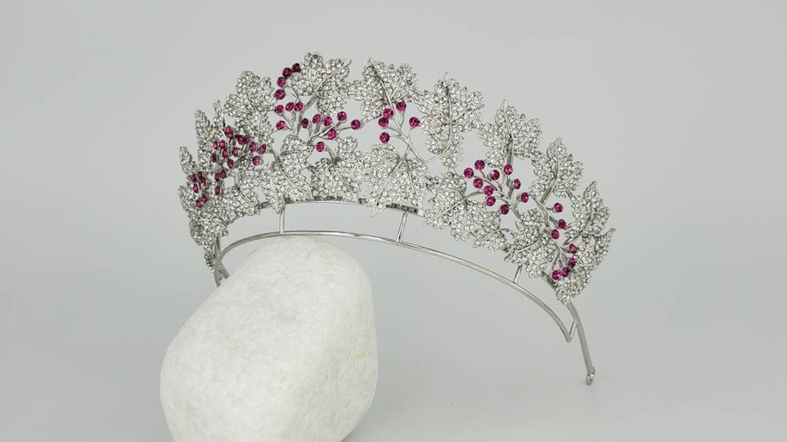 Floral Danish Ruby Parure Bridal Royal Tiara Replica Silver - Etsy