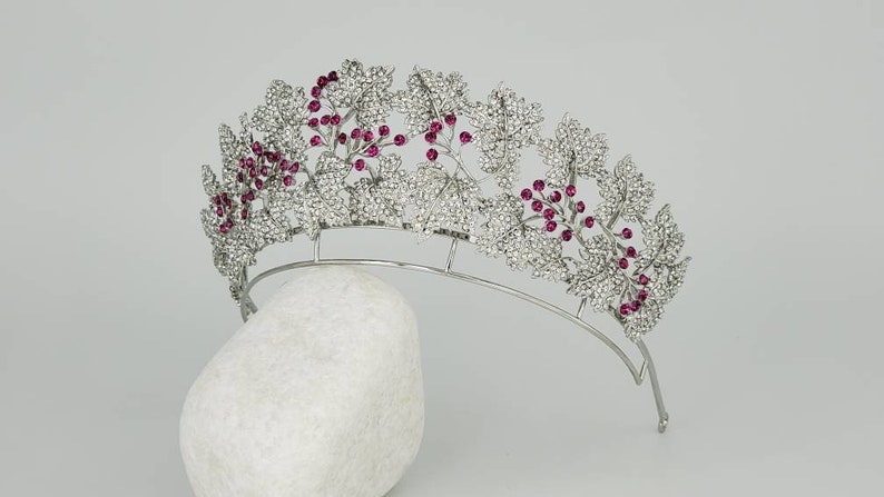Floral Danish Ruby Parure Bridal Royal Tiara Replica Silver - Etsy