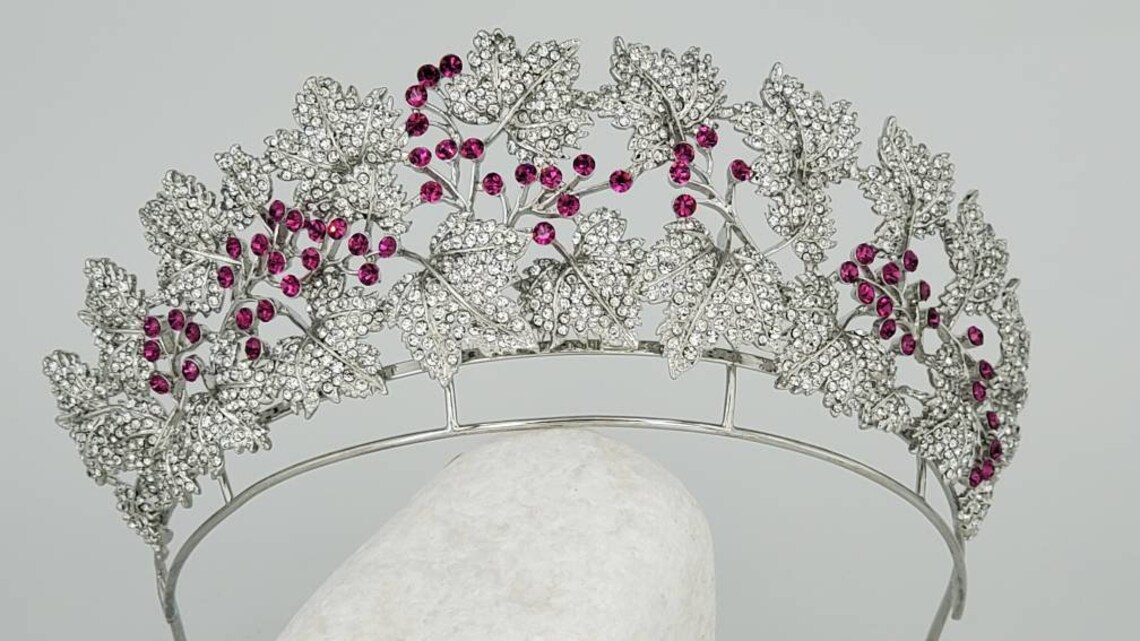 Floral Danish Ruby Parure Bridal Royal Tiara Replica Silver - Etsy