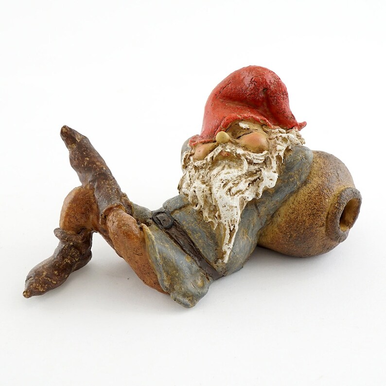 Garden Gnome Napping Against a Barrell - Etsy