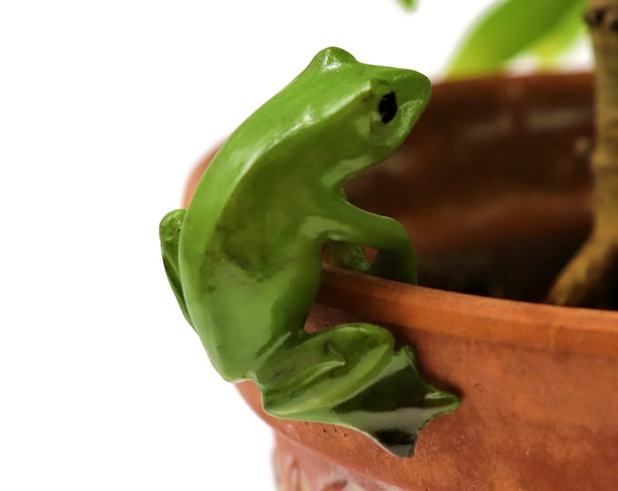 Green Frog Hugging Pot - Etsy