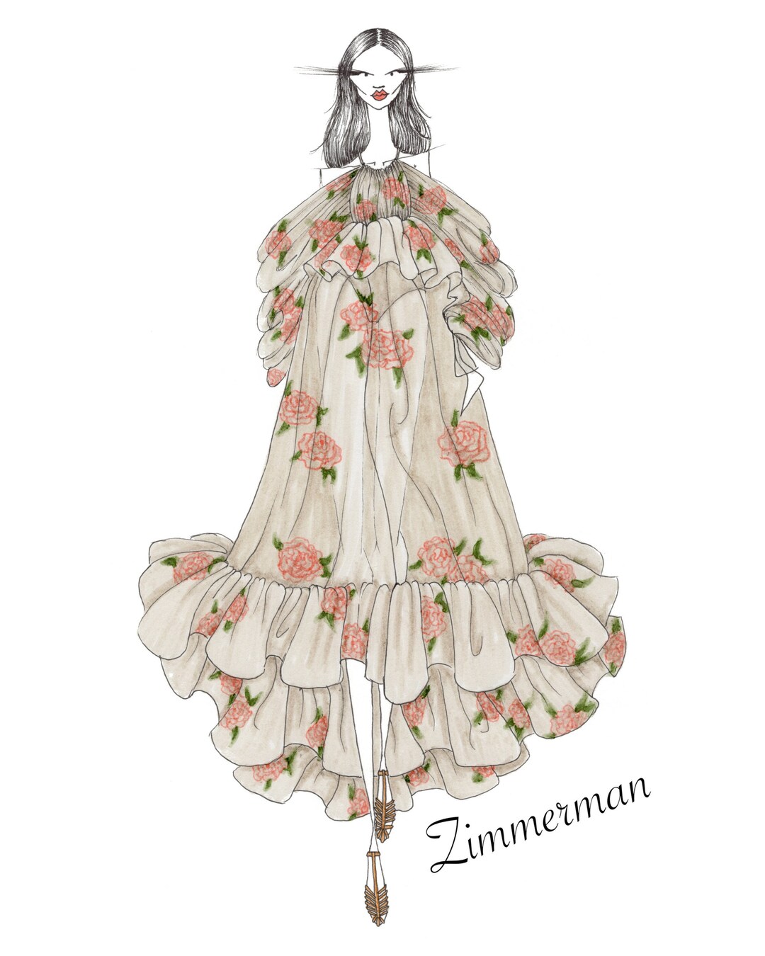 Zimmermann Spring 24 Fashion Illustration - Etsy